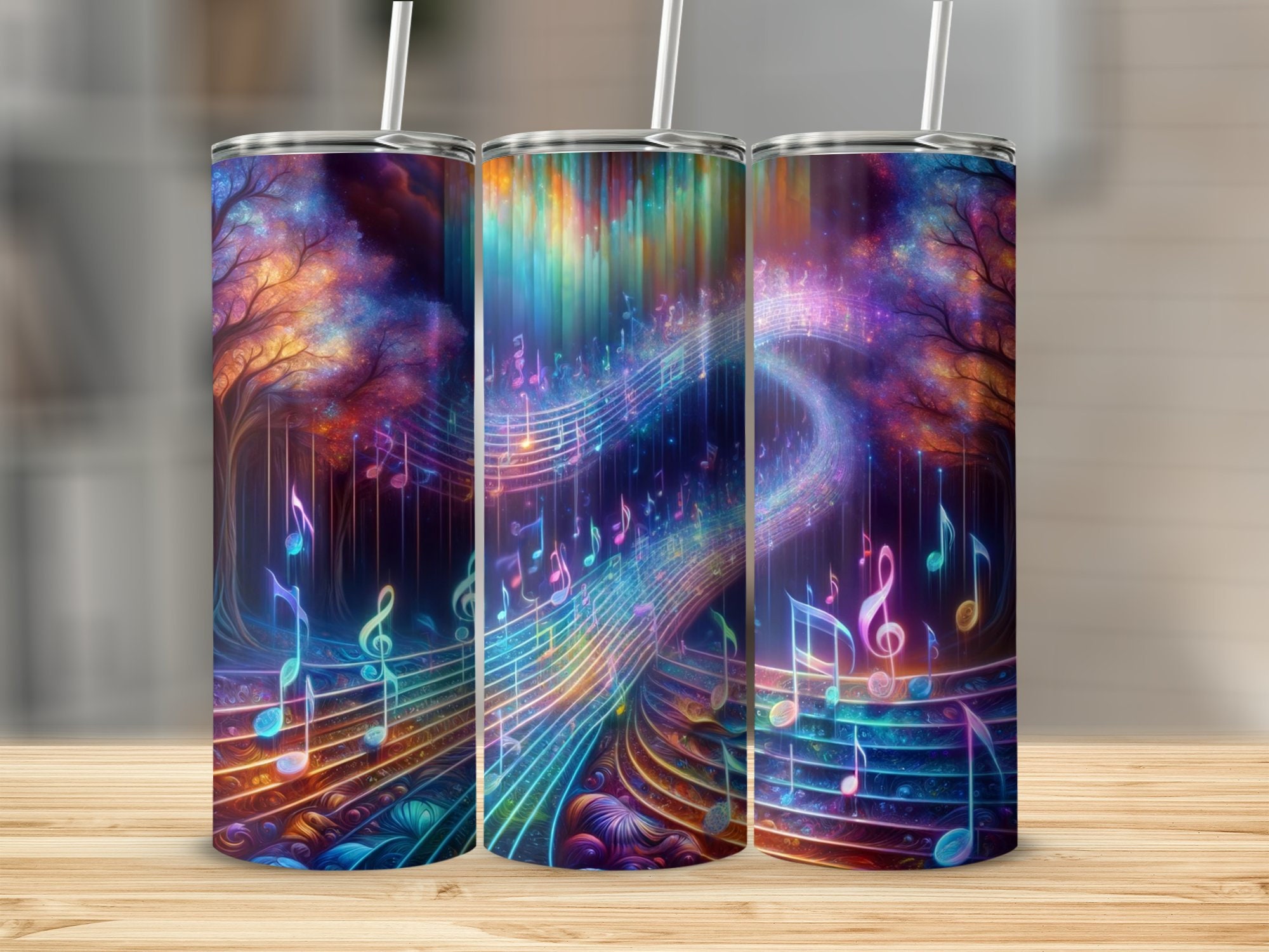 Colorful Music Notes Tumbler Sublimation Design (digital Download) - Etsy
