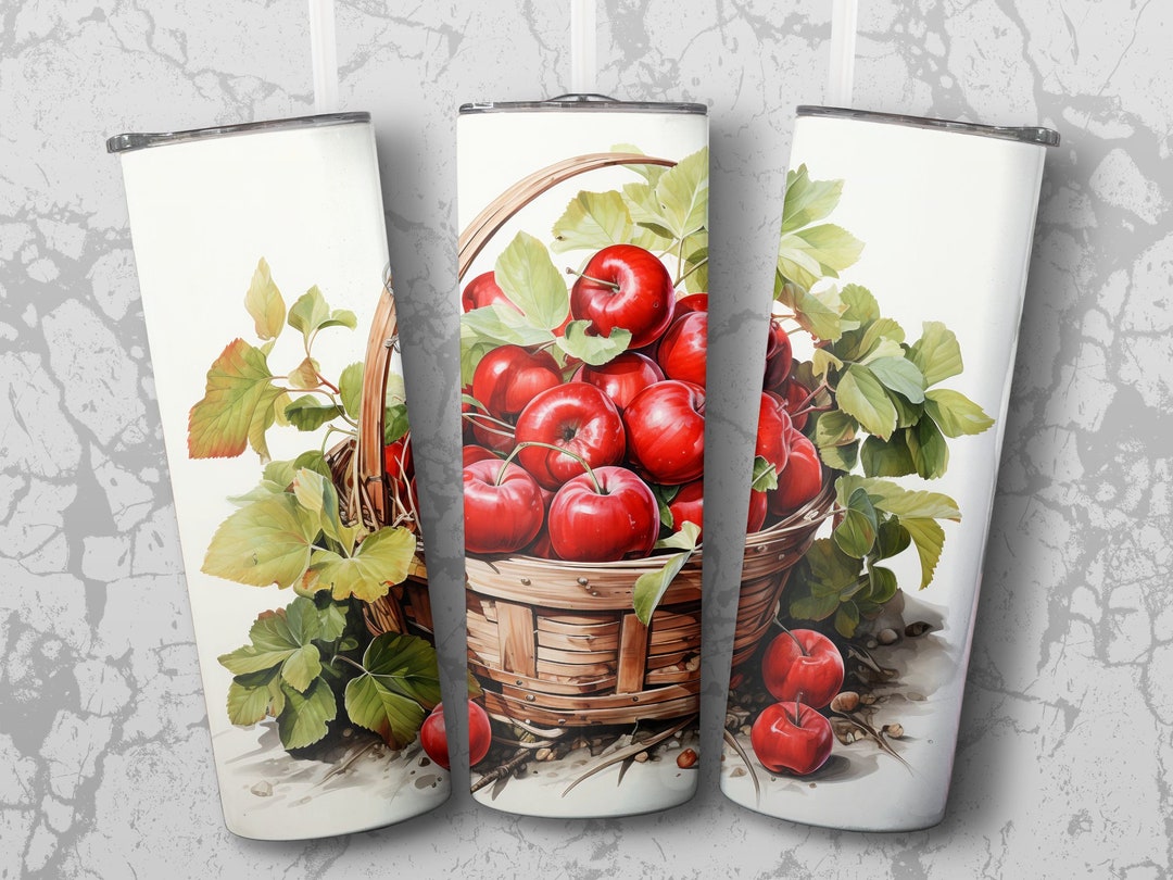Apples 20 Oz Skinny Tumbler Sublimation Design, Straight & Tapered Wrap ...