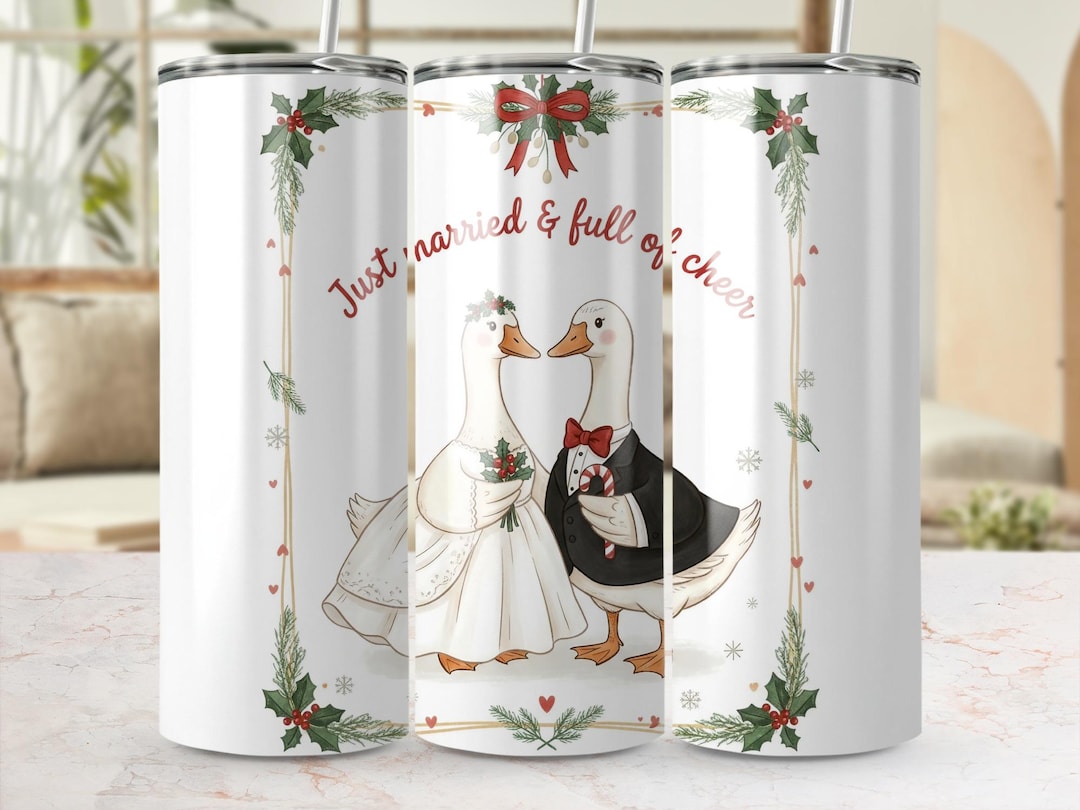 Wedding Geese Tumbler Design: Christmas Animals, Bride and Groom ...