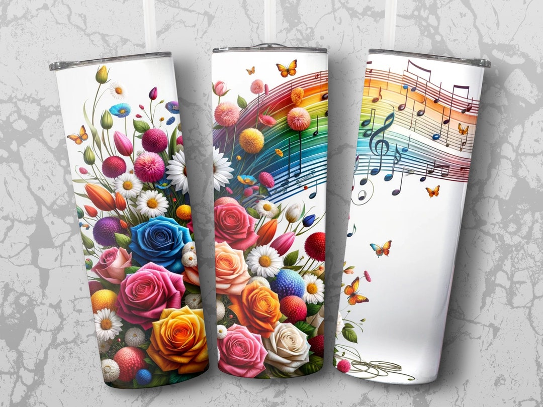 Floral Music Notes Tumbler Sublimation Design (digital Download) - Etsy