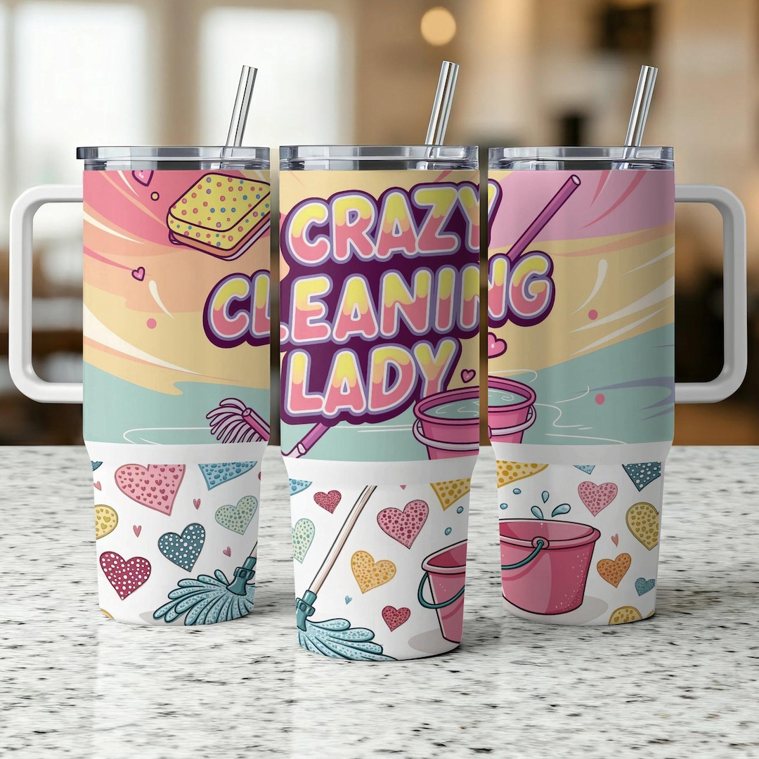 Crazy Cleaning Lady Digital Artwork, Colorful Cleaning Themed Printable ...
