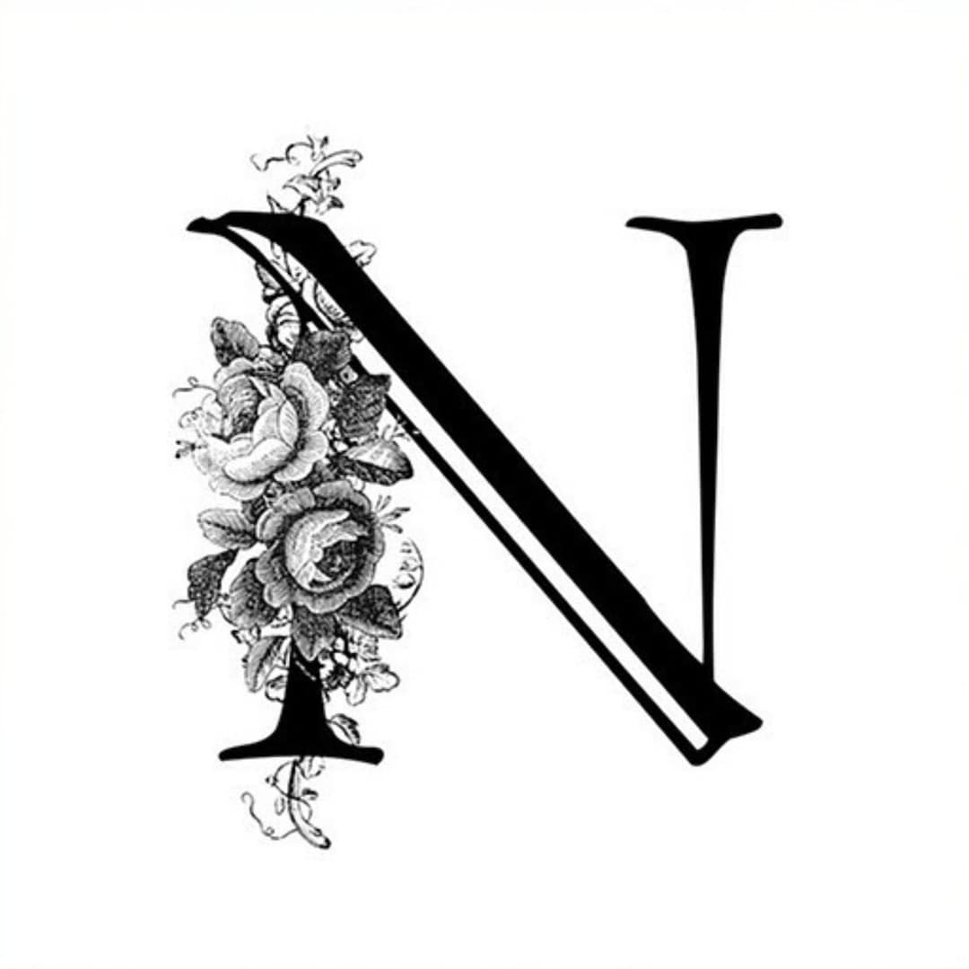 Monogram Drawing/artwork of Letter N Wall Decor wall Hanging - Etsy