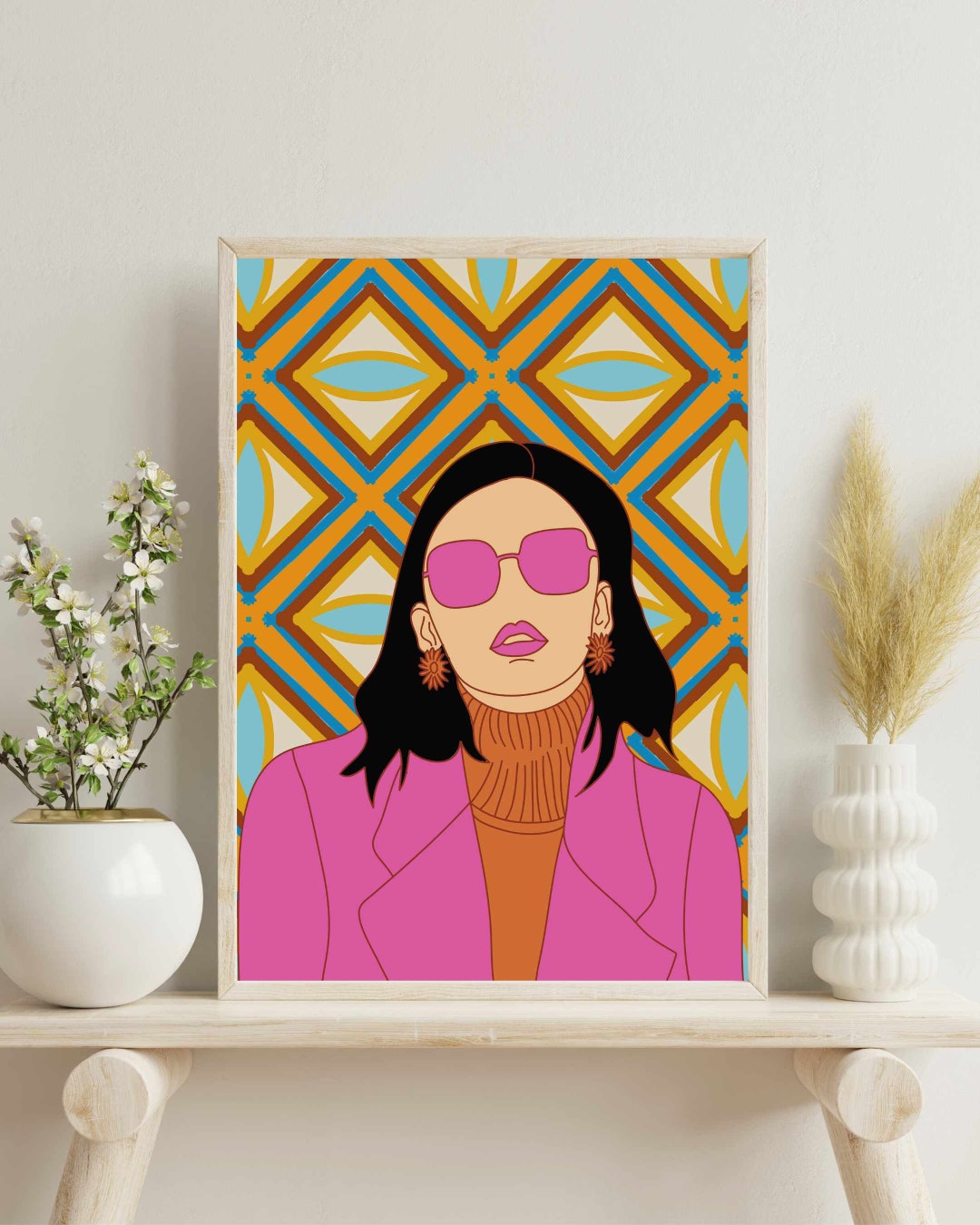 Retro Art Print - Retro Woman Art Print, Digital Download Wall Art ...