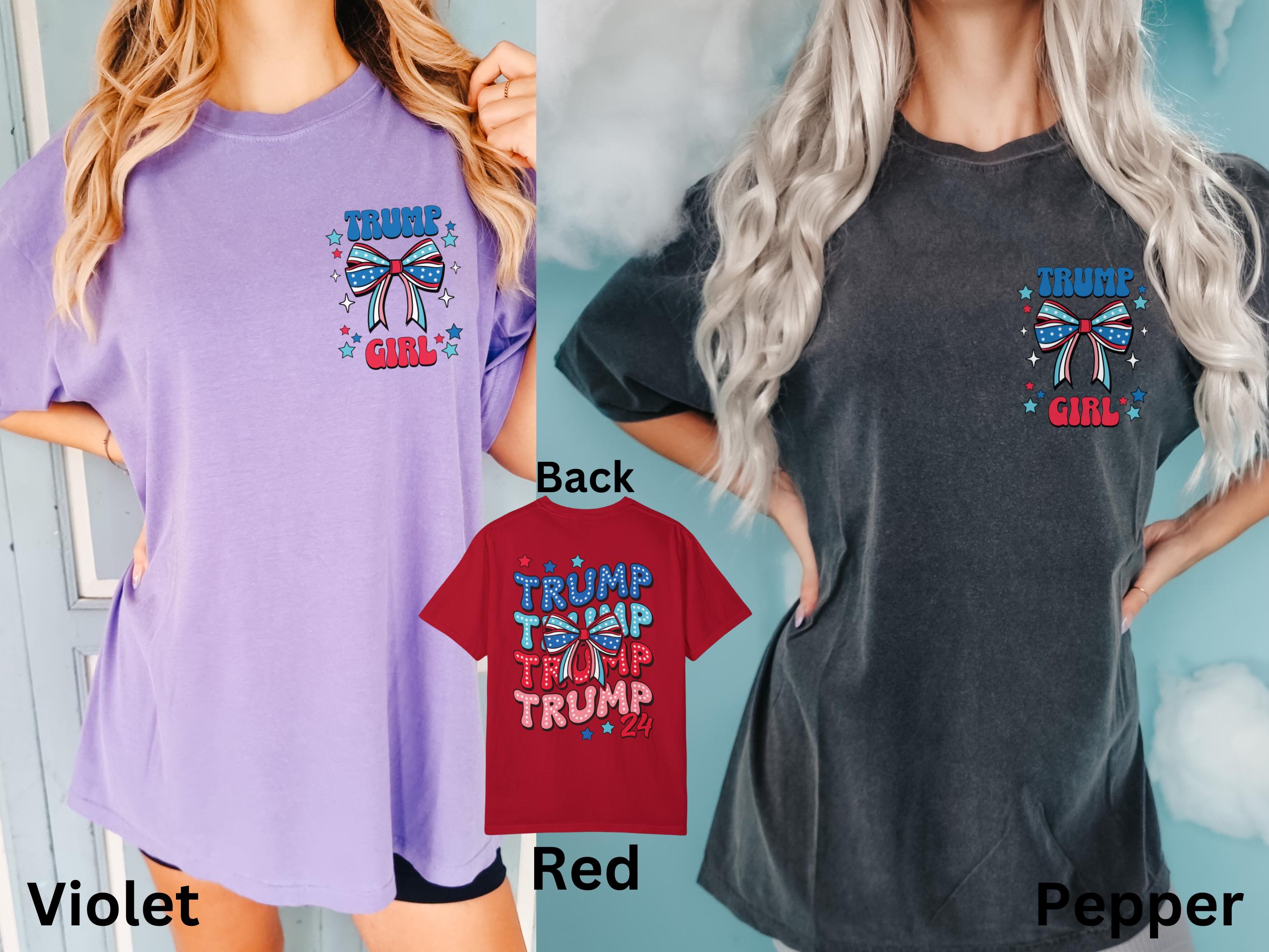 Trump 2024 T-shirt Retro Red White Blue Coquette Bow Patriotic Trump ...