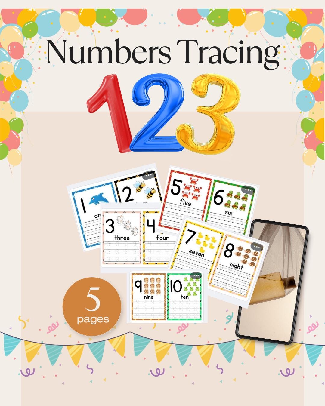 Numbers Tracing 1-10 - Etsy