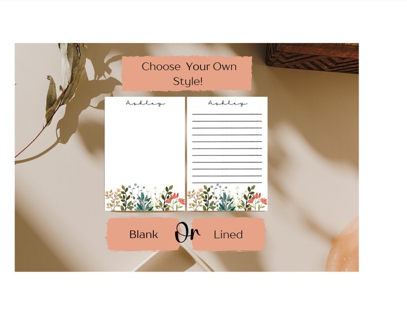 Custom Flower Notepad Personalized Memo Pad Custom Name Pad Floral ...