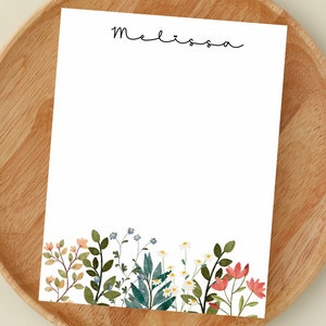 Personalized Notepad With Name Floral Stationery Custom Office Supply ...