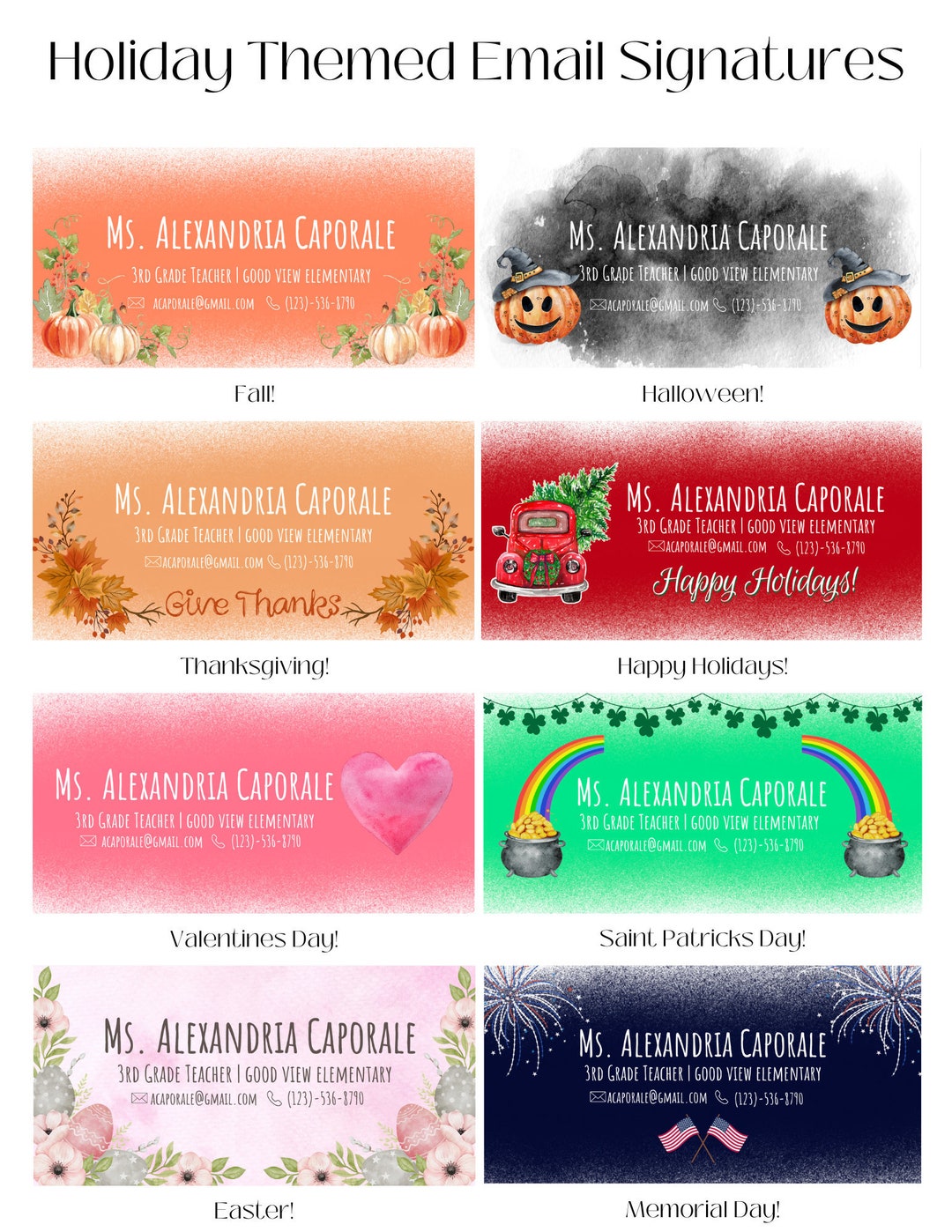 Customized Email Signature holiday Themed Bundle - Etsy