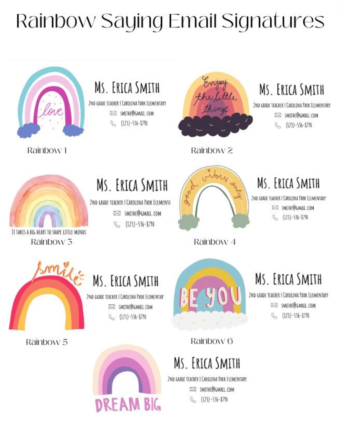 Customized Rainbow Email Signature - Etsy