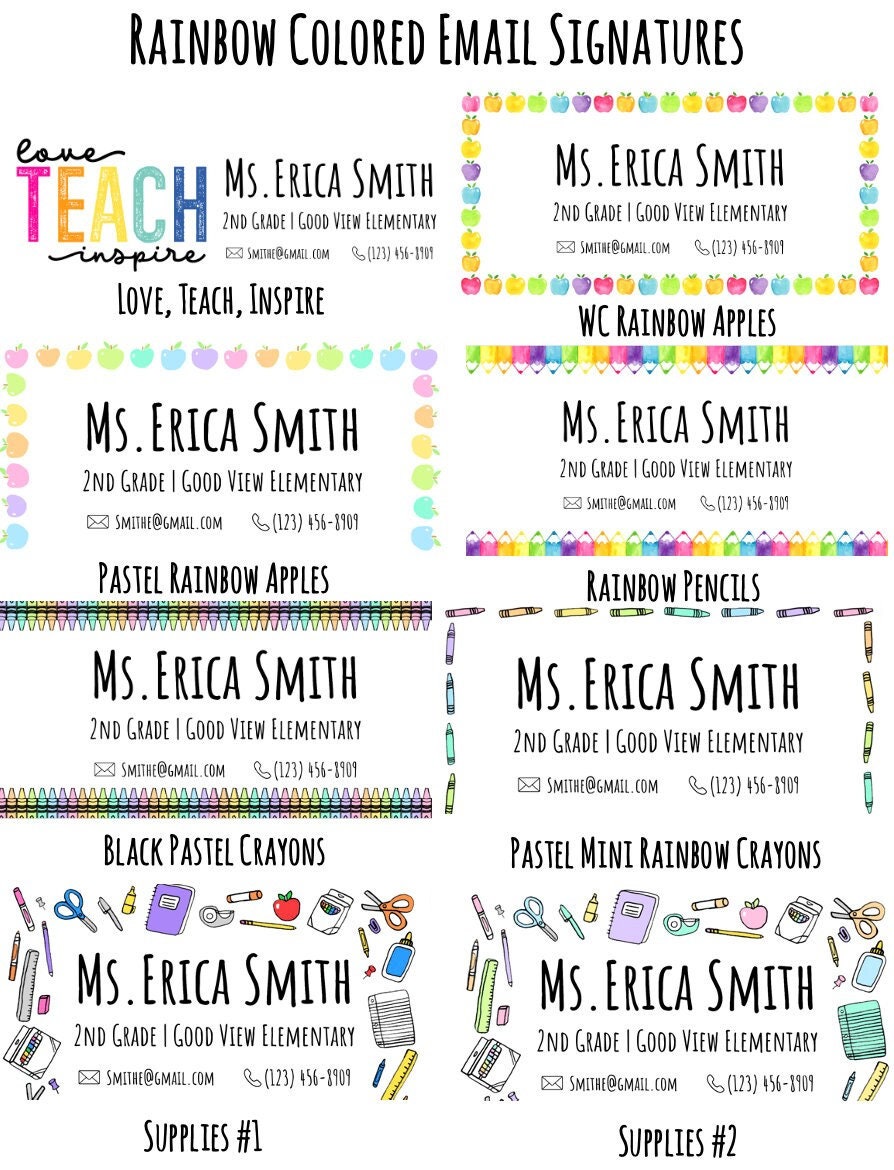 Customized Email Signatures rainbow Colored - Etsy
