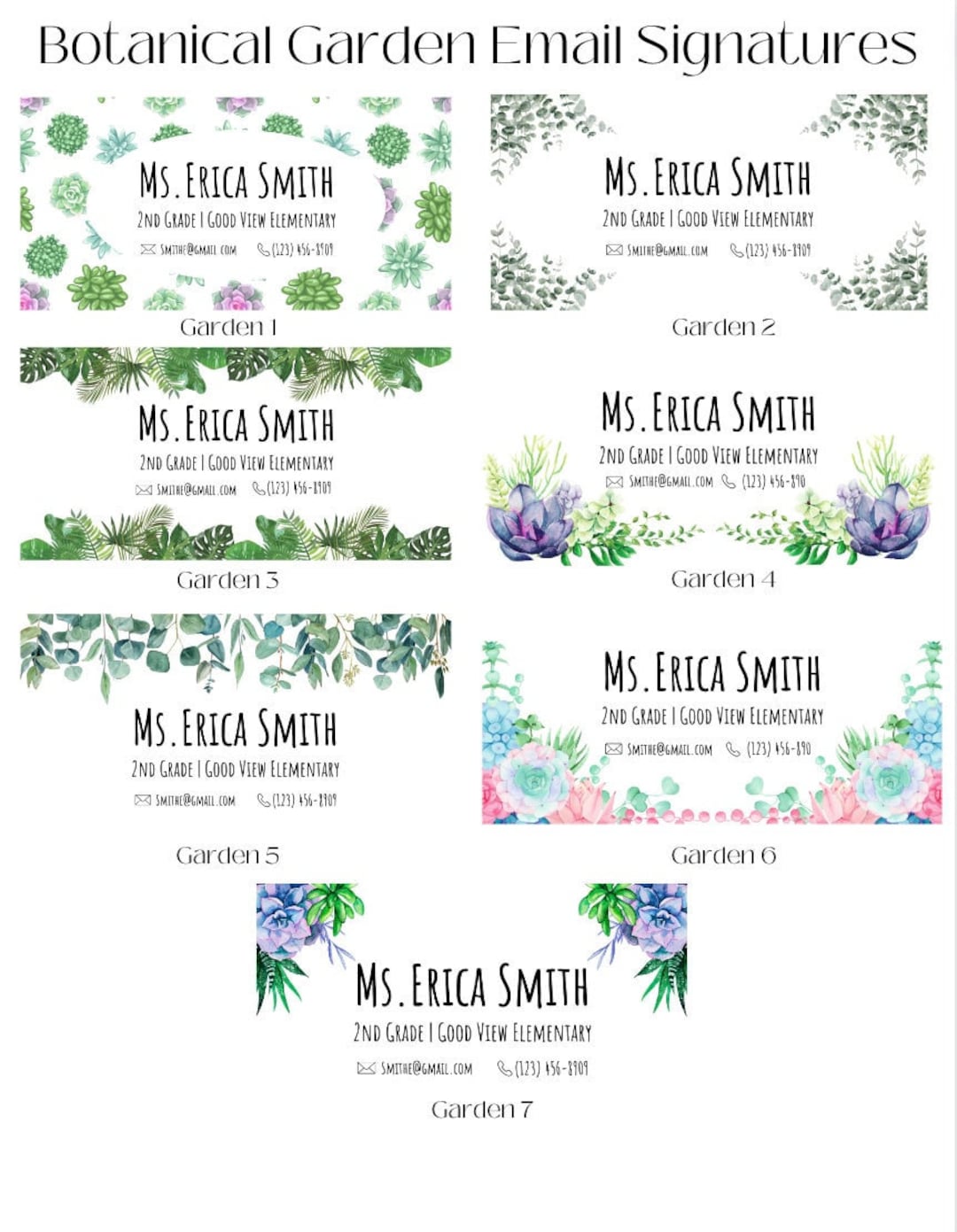 Botanical Garden Customized Email Signatures - Etsy