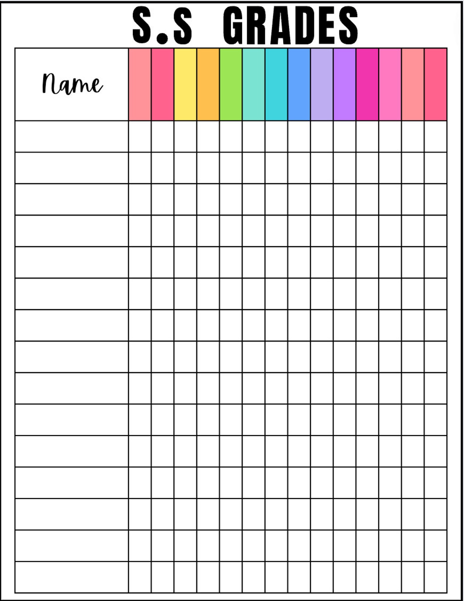 Rainbow Teacher Gradebook Teacher Gradebook Elementary Gradebook - Etsy