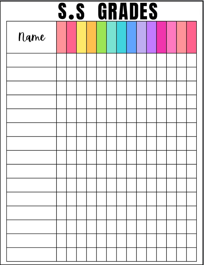 Rainbow Teacher Gradebook Teacher Gradebook Elementary Gradebook - Etsy