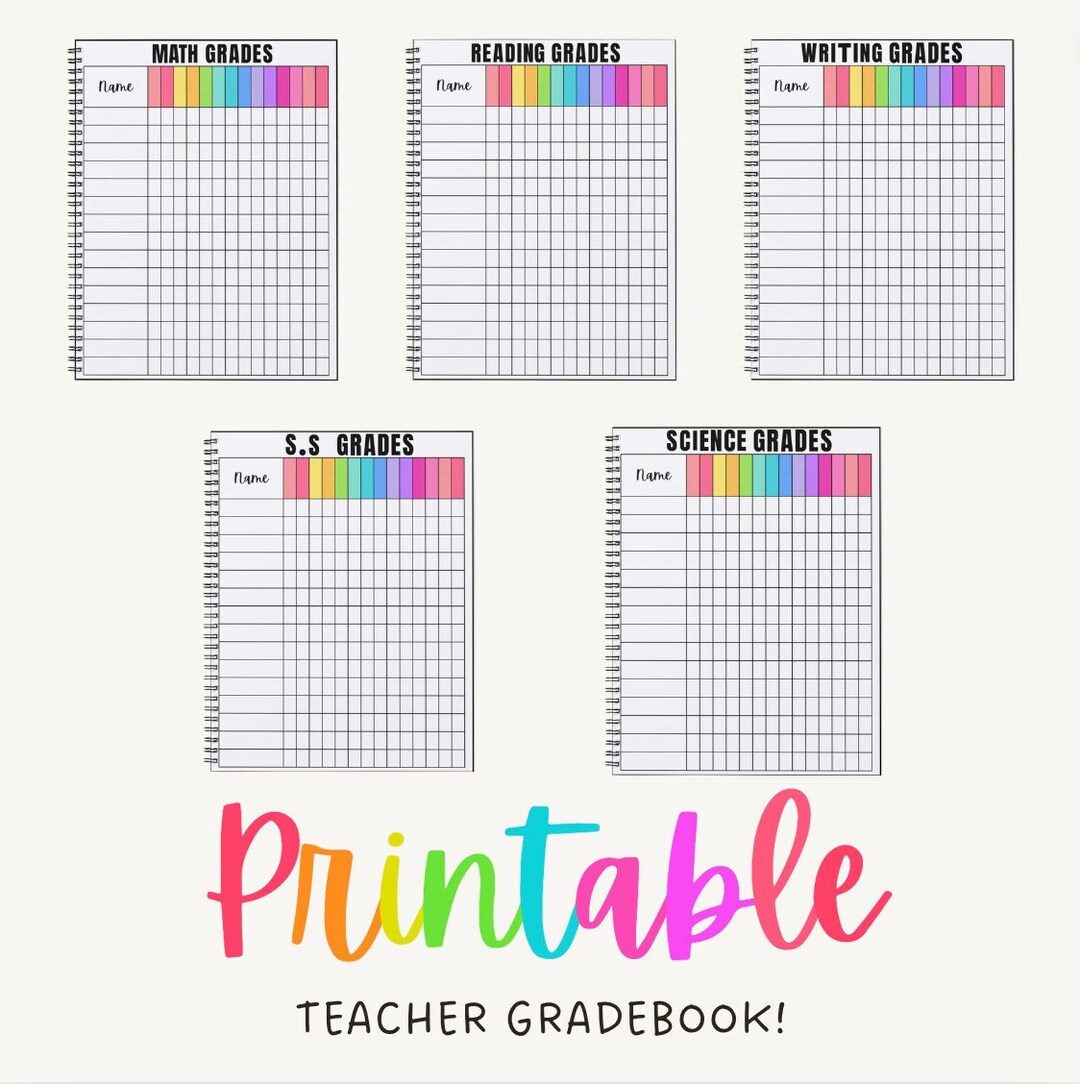Rainbow Teacher Gradebook Teacher Gradebook Elementary Gradebook - Etsy