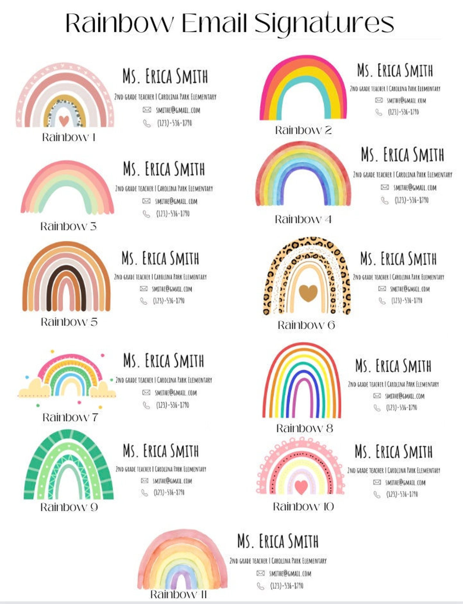 Customized Rainbow Email Signature - Etsy