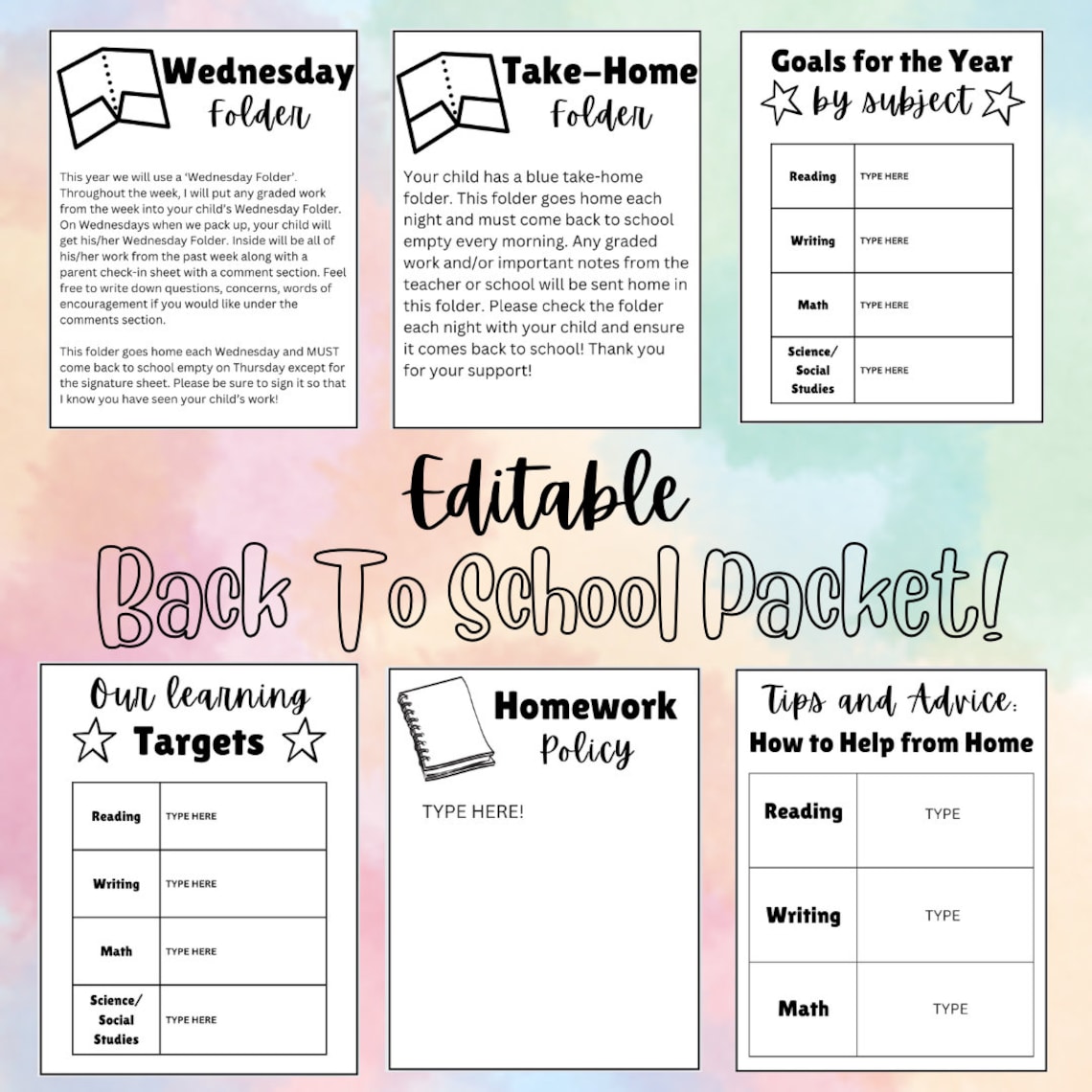 Editable Meet the Teacher Packet Back to School Parent Packet - Etsy