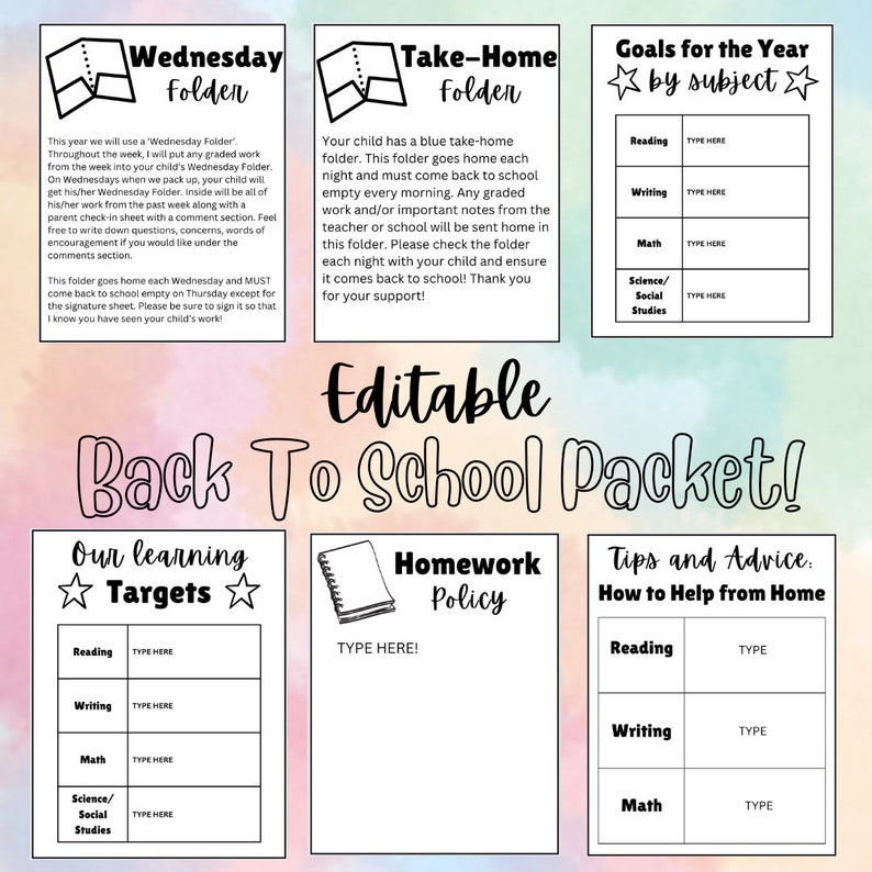 Editable Meet the Teacher Packet Back to School Parent Packet - Etsy