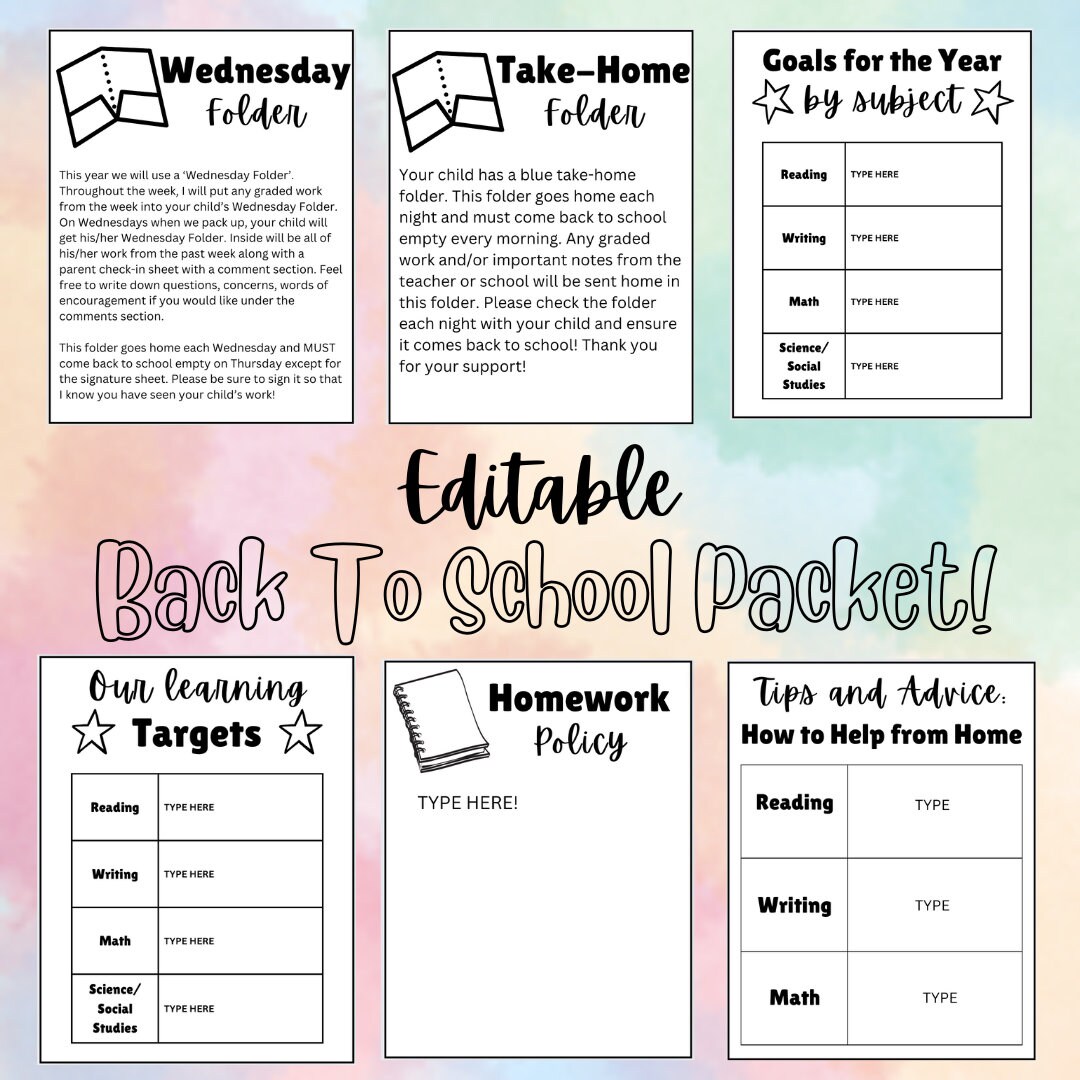 Editable Meet the Teacher Packet Back to School Parent Packet - Etsy