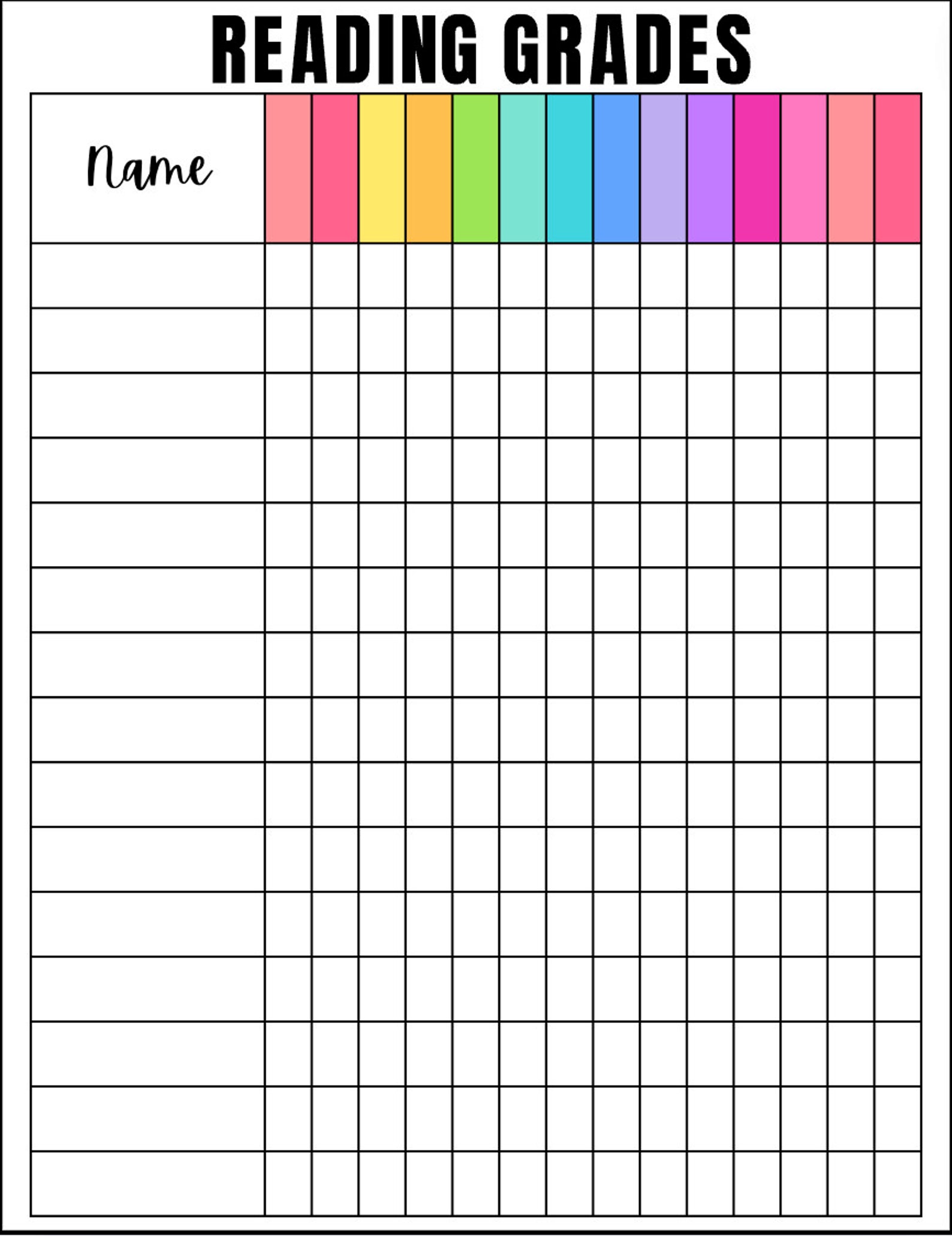 Rainbow Teacher Gradebook Teacher Gradebook Elementary Gradebook - Etsy