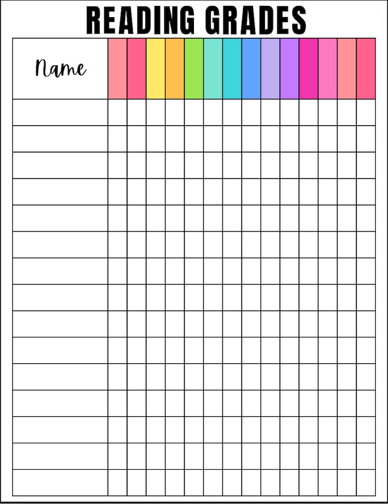 Rainbow Teacher Gradebook Teacher Gradebook Elementary Gradebook - Etsy