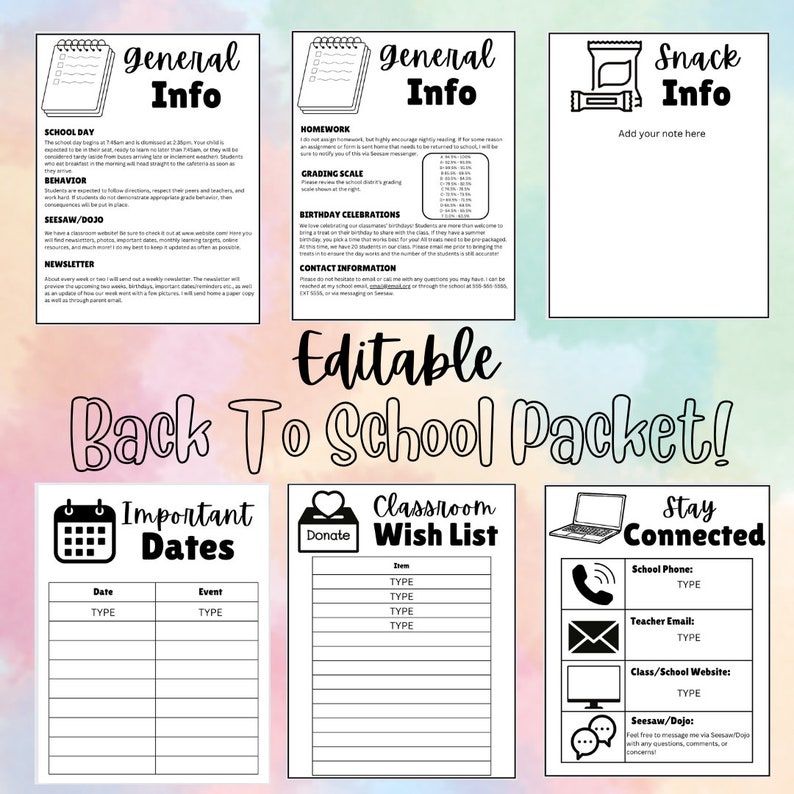 Editable Meet the Teacher Packet Back to School Parent Packet - Etsy