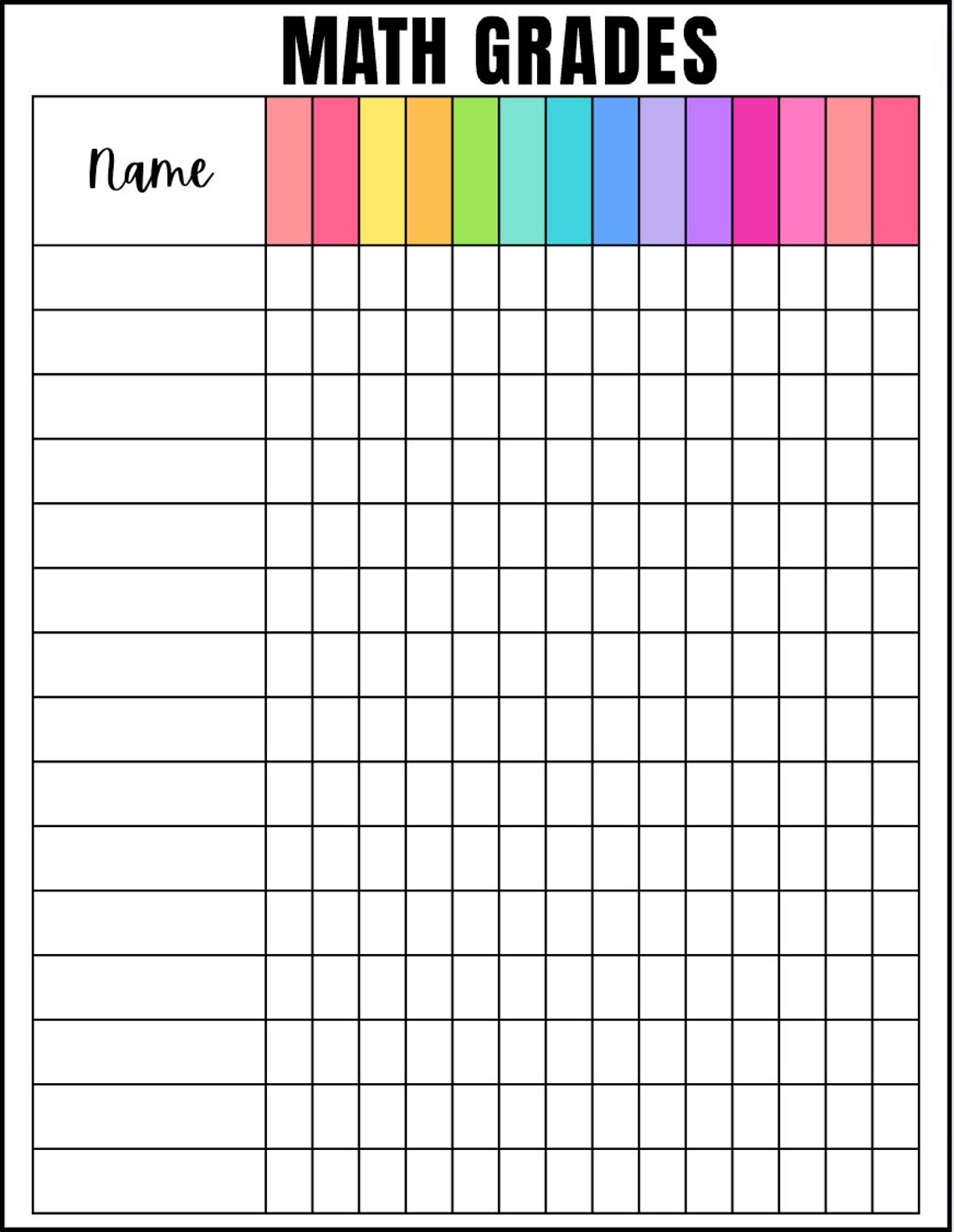 Rainbow Teacher Gradebook Teacher Gradebook Elementary Gradebook - Etsy