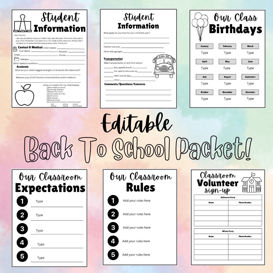 Editable Meet the Teacher Packet Back to School Parent Packet - Etsy