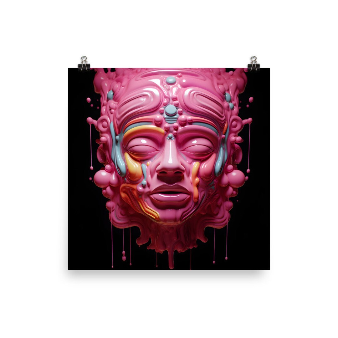 Dripping Melting Trippy Face Poster - Etsy