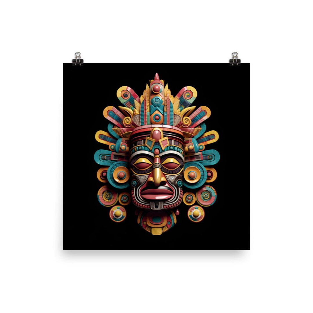 Aztec, Inca, Mayan Style Face Poster - Etsy