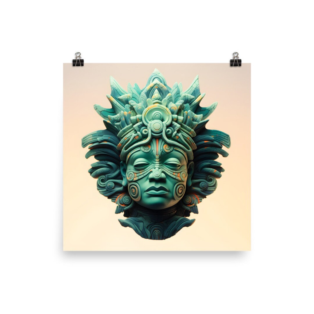 Visage de style aztèque, inca, maya Poster - Etsy France