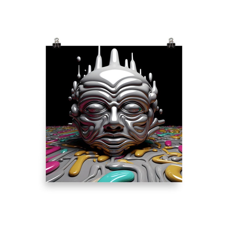 Dripping Melting Trippy Face Poster - Etsy