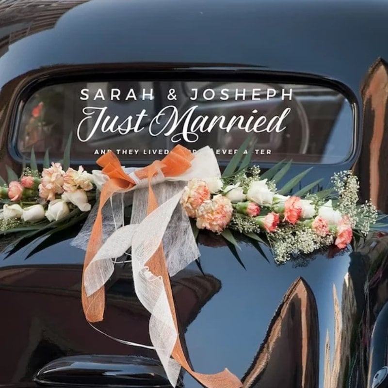 Custom Just Married Car Decal Sticker for Newlyweds and Weddings - Etsy
