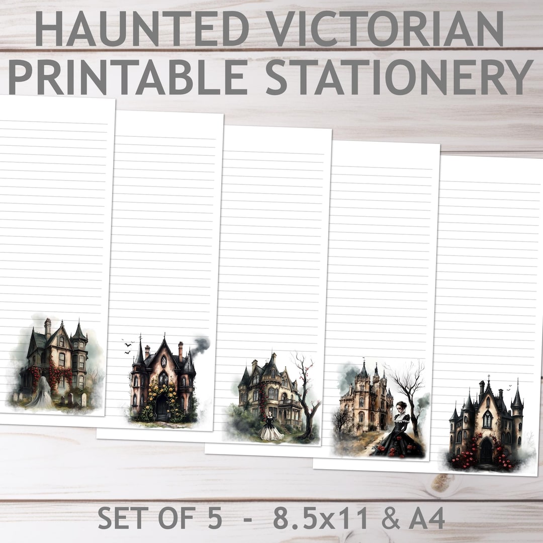Haunted Victorian Mansions and Castles Printable Stationery A4 + 8.5x11 ...