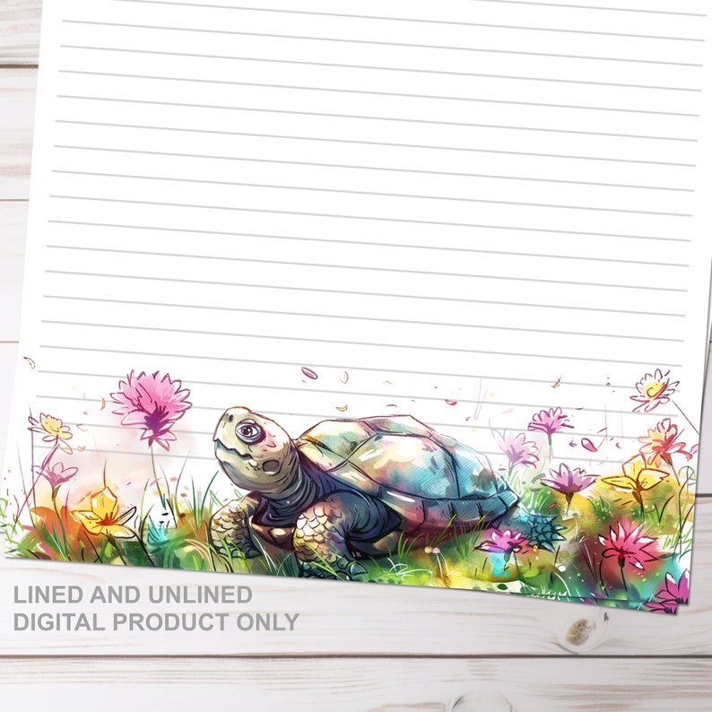 Turtle Printable Stationery in A4 and 8.5x11 US Letter Size Print at ...
