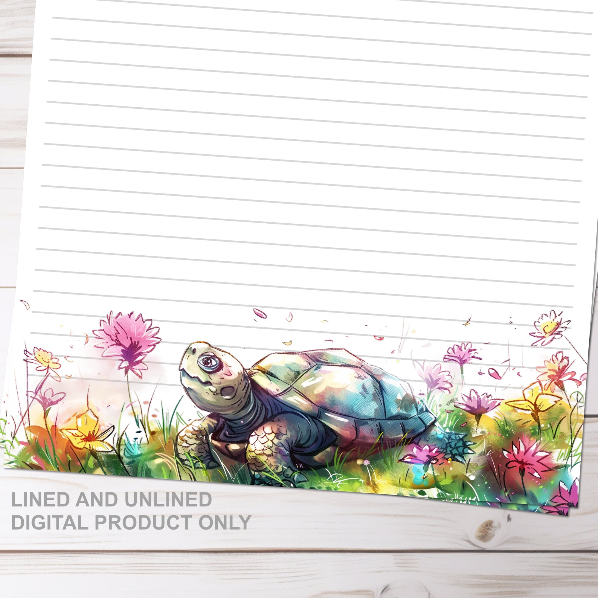 Turtle Printable Stationery in A4 and 8.5x11 US Letter Size Print at ...