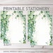 Ivy Leaves and Vines Nature Printable Stationery Set Lined and Unlined ...