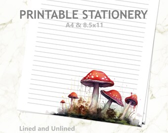 Mushroom Corner Stationery Printable Lined/unlined - Etsy