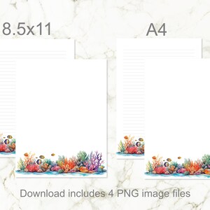 Coral Reef Tropical Fish Printable Stationery Set Lined and - Etsy