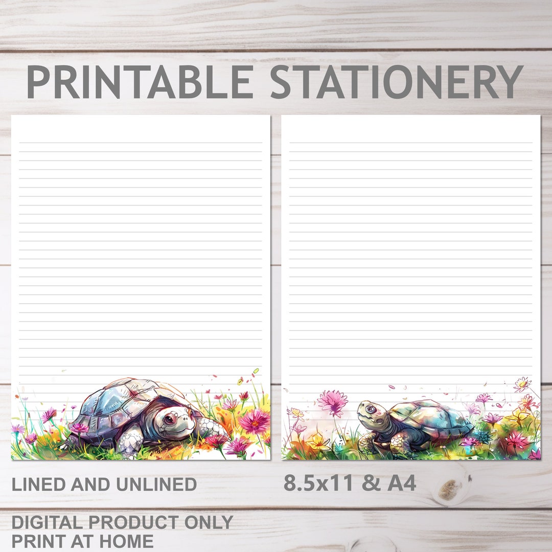 Turtle Printable Stationery in A4 and 8.5x11 US Letter Size Print at ...