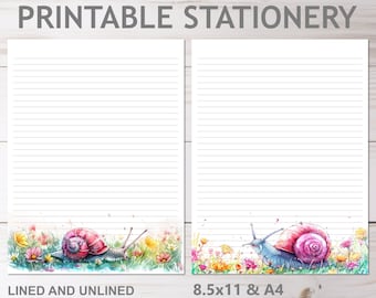 Cute Cats in Grass Printable Stationery in A4 and 8.5x11 US Letter Size ...