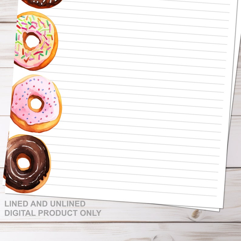 Donuts Colorful Sprinkles Printable Stationery Lined and Unlined in A4 ...