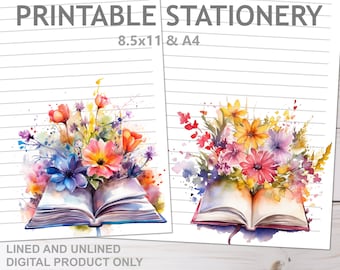 Floral Birdhouse Printable Stationery Lined and Unlined in A4 and 8 ...