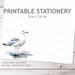 Seagull Beach Ocean Printable Stationery Lined and Unlined in A4 and 8 ...