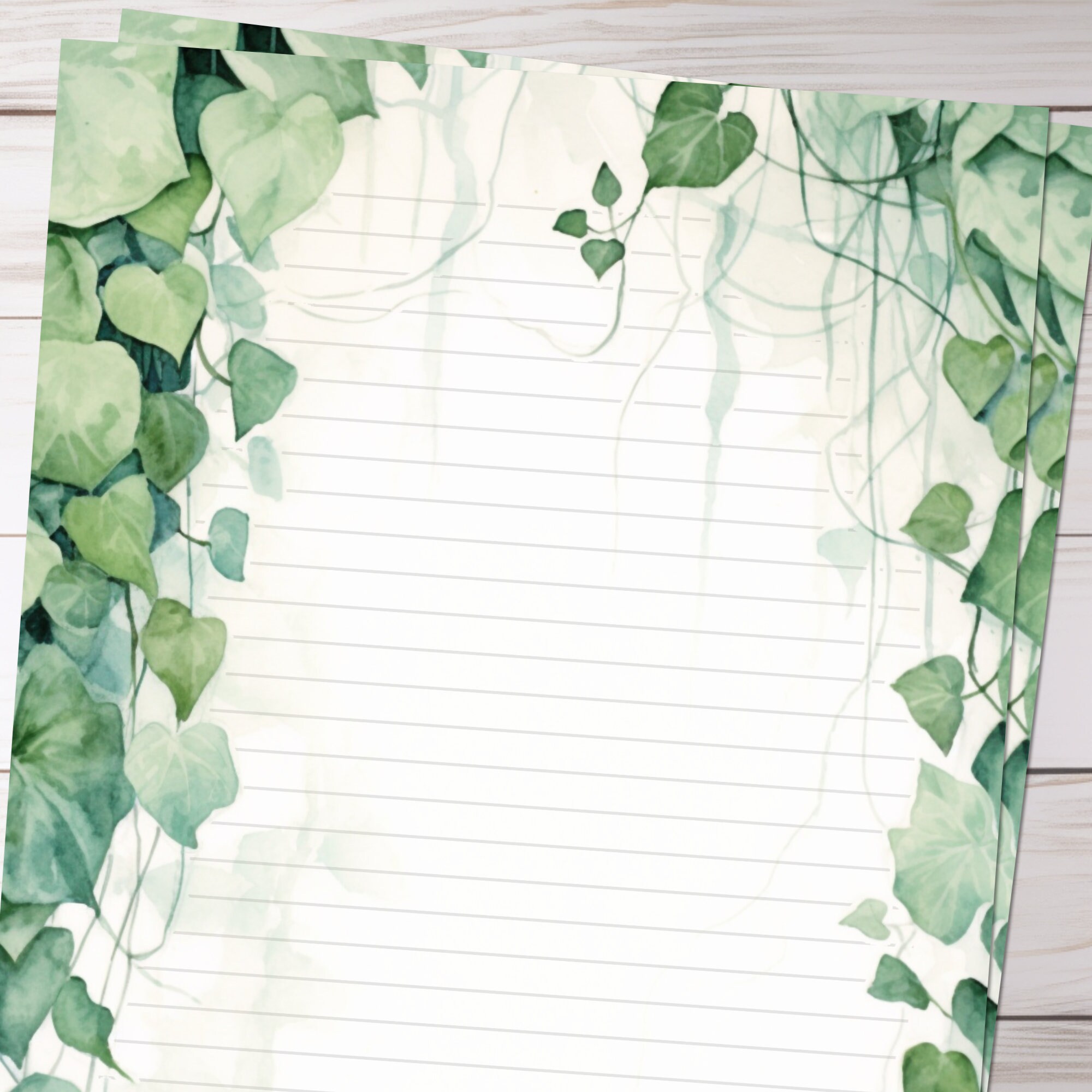 Ivy Leaves and Vines Nature Printable Stationery Set Lined and Unlined ...