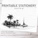 Ink Saver Beach Sailboat Grayscale Printable Stationery in A4 and 8 ...