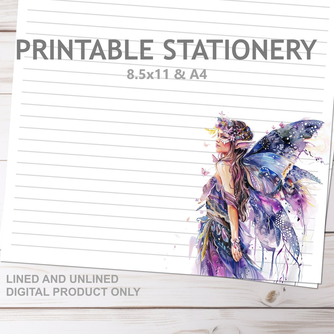 Fantasy Fairy Printable Stationery in A4 and 8.5x11 US Letter Size ...