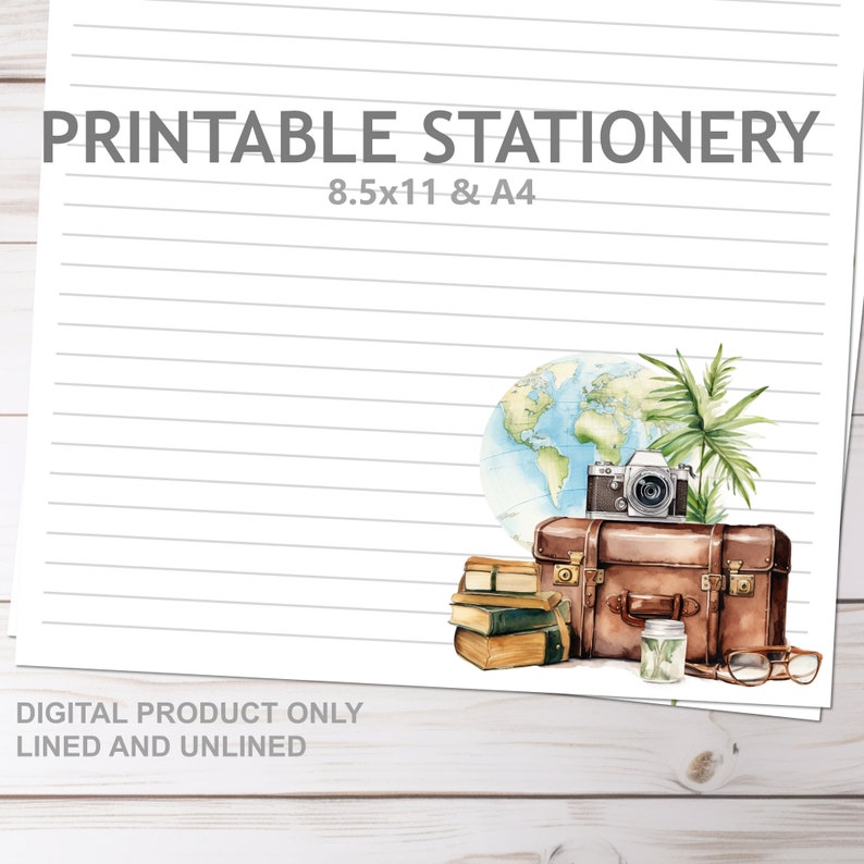 World Travel Vacation Printable Stationery Lined and Unlined A4 and 8 ...