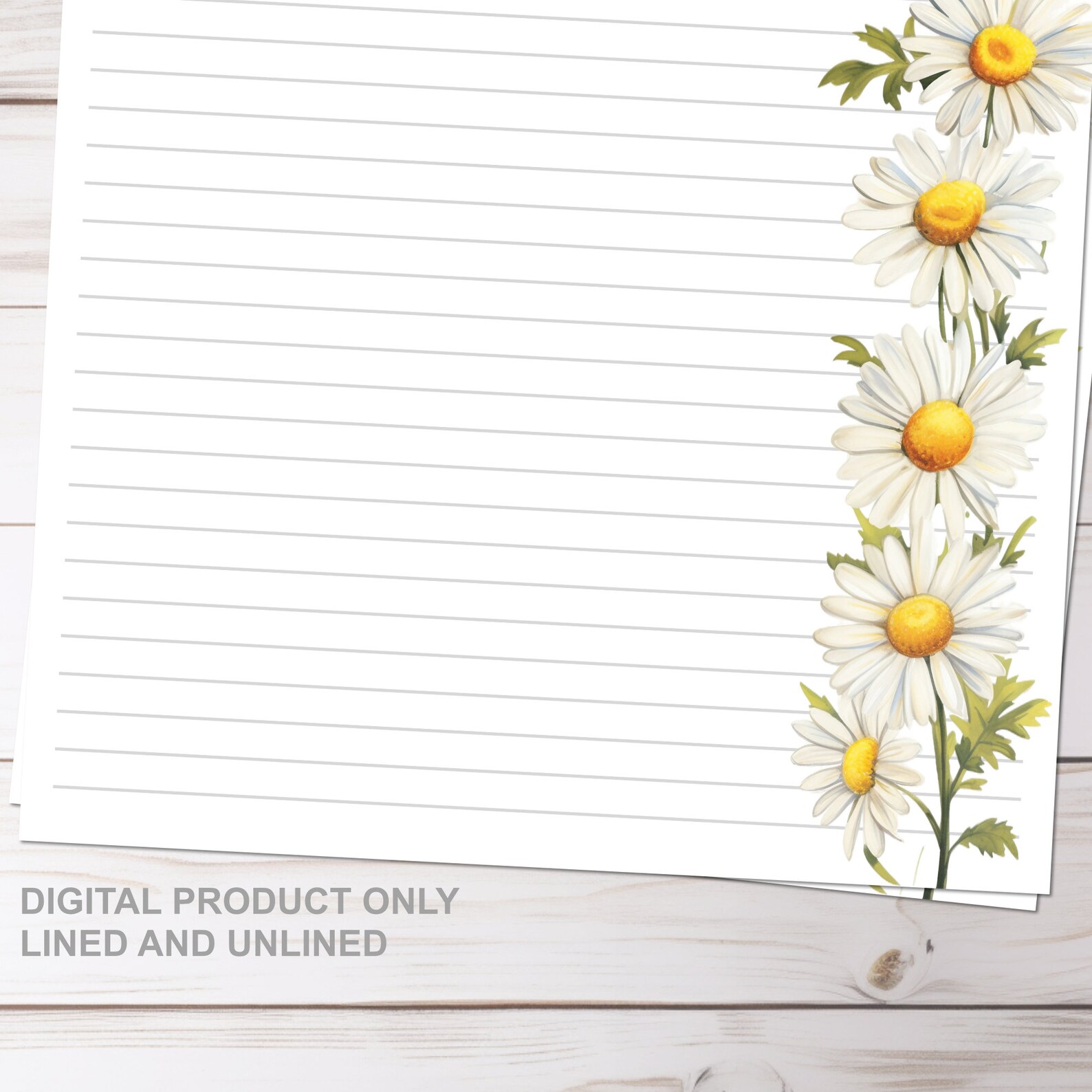 Daisies Spring Flowers Printable Stationery Lined and Unlined A4 and 8 ...