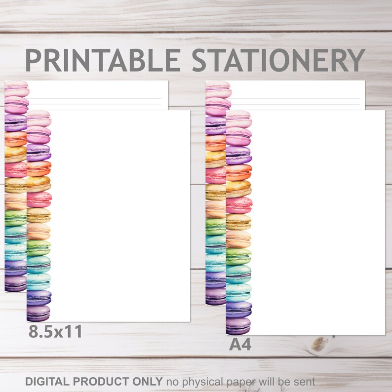 Macarons Colorful Cookies Printable Stationery Lined and Unlined in A4 ...