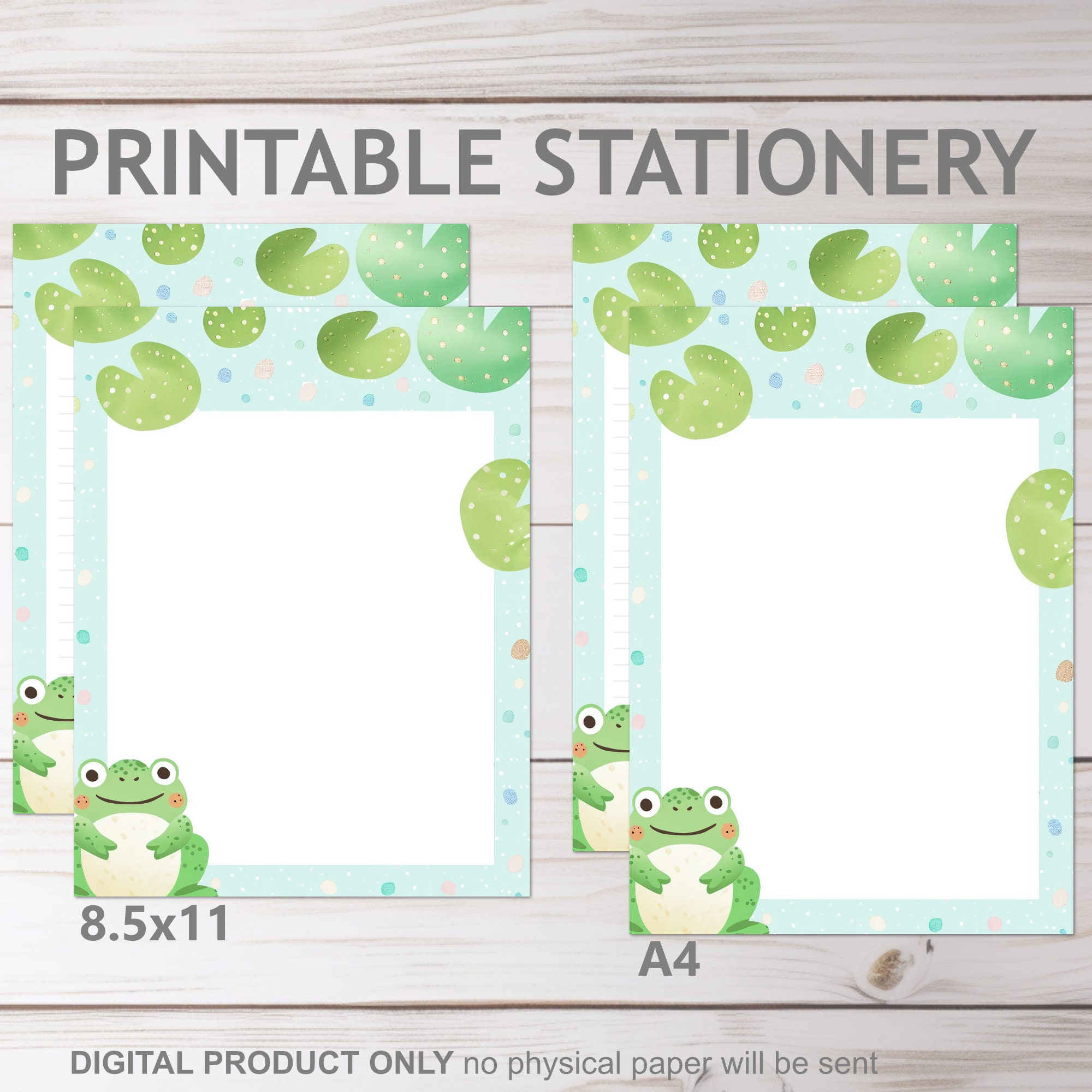 Cute Frogs Printable Kids Pen Pal Stationery Lined and Unlined A4 and 8 ...